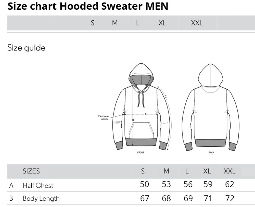 Size charts – Welcome to the Radboudstore